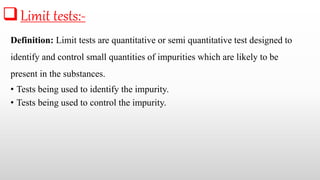 Limt test Pharmaceutical Inorganic chemistry UNIT-I (Part-III) Limit ...