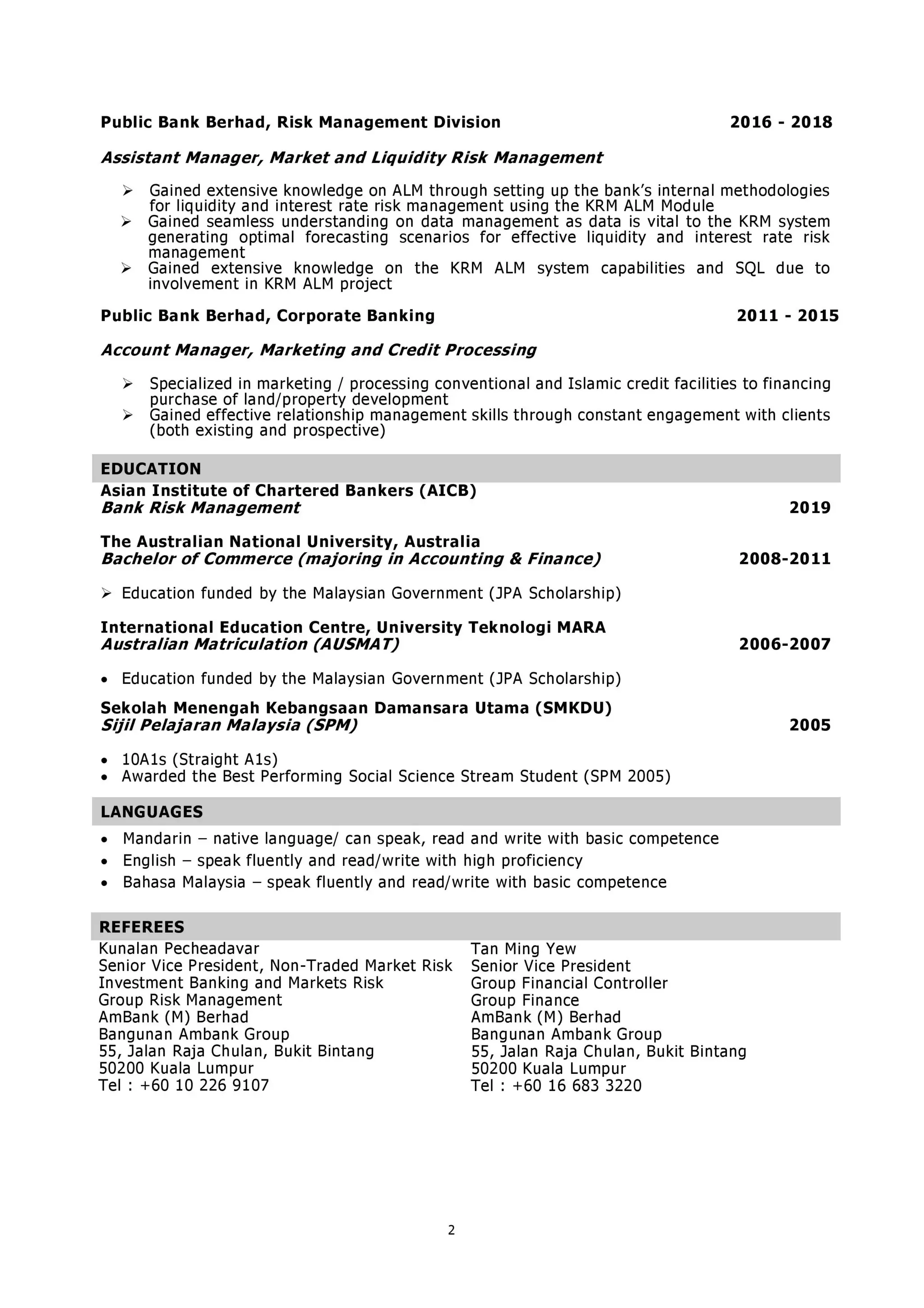 Lim Weijun - CV | PDF