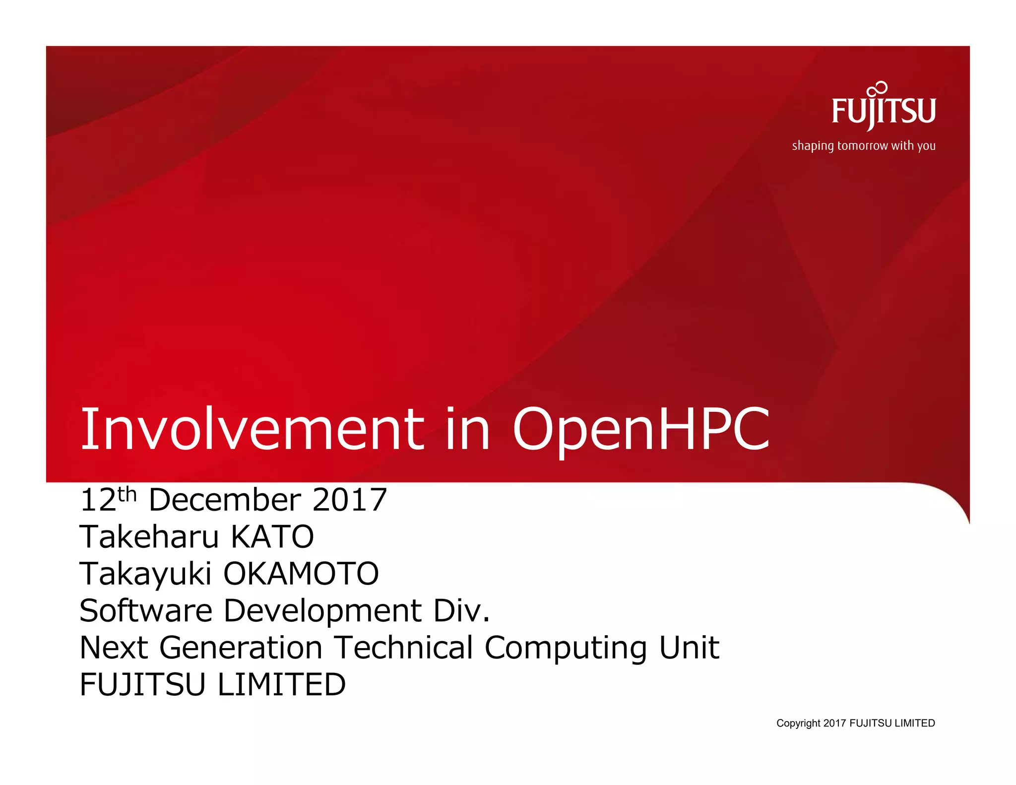 Involvement in OpenHPC | PDF