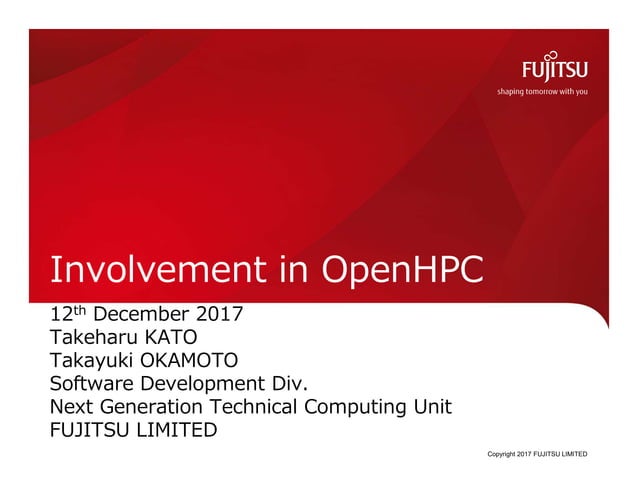 Involvement in OpenHPC | PDF