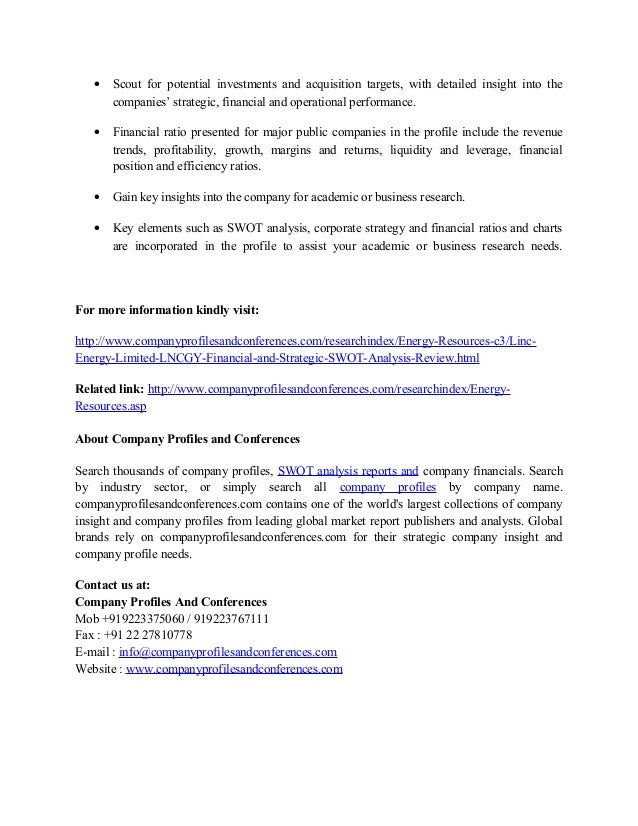 Linc energy limited financial and strategic swot analysis review