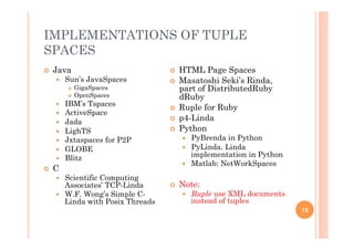 generative communication in Linda and tuplespace | PPT