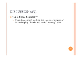 generative communication in Linda and tuplespace | PPT