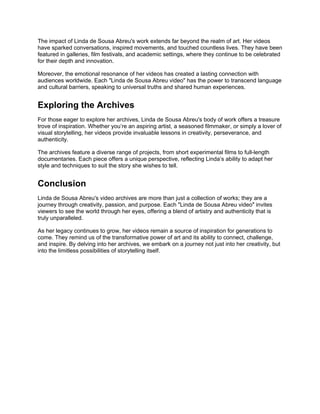 Linda de Sousa Abreu Video Archives: A Journey Through Creativity | DOCX