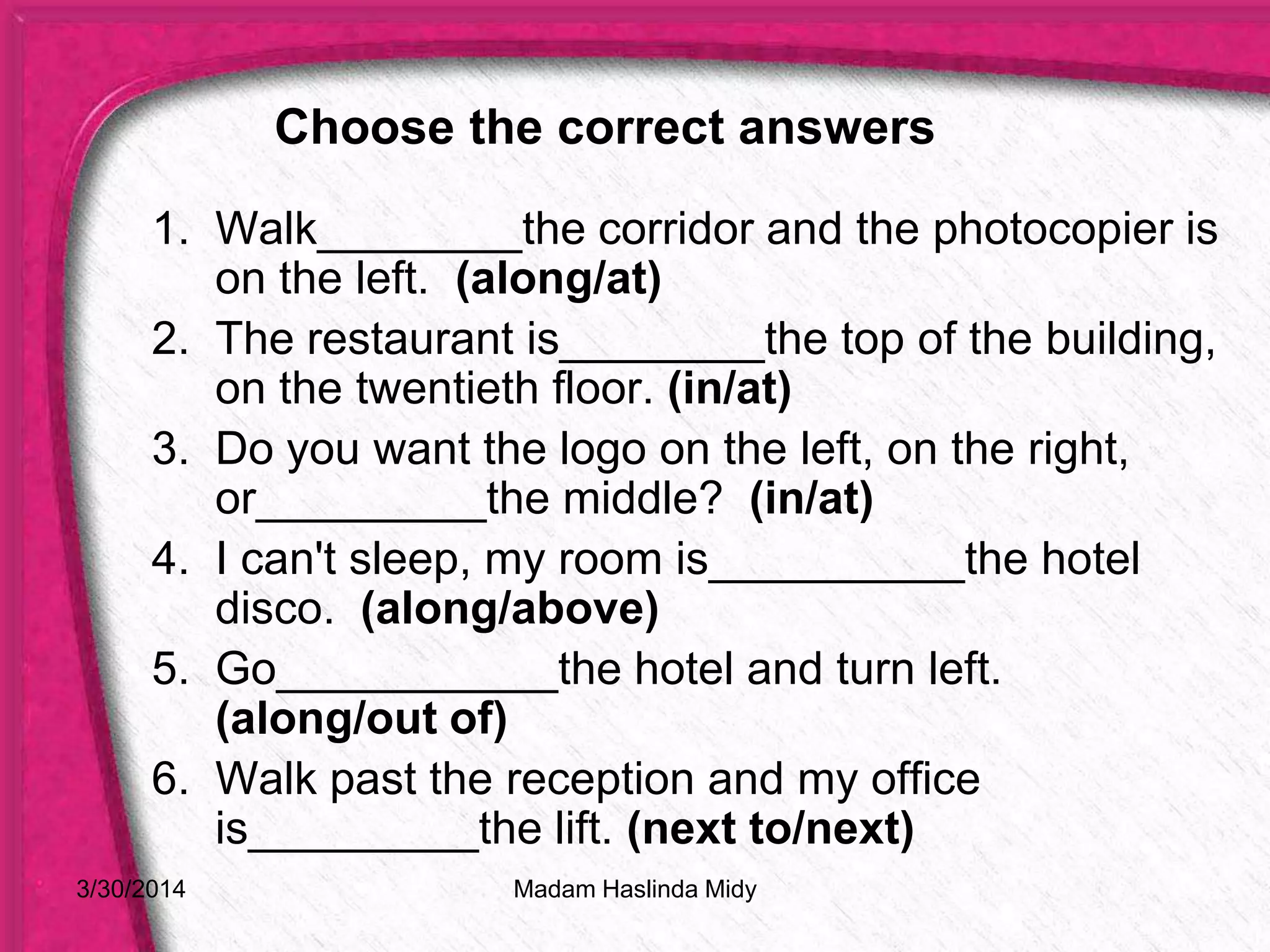 Preposition for Year 6 | PPT