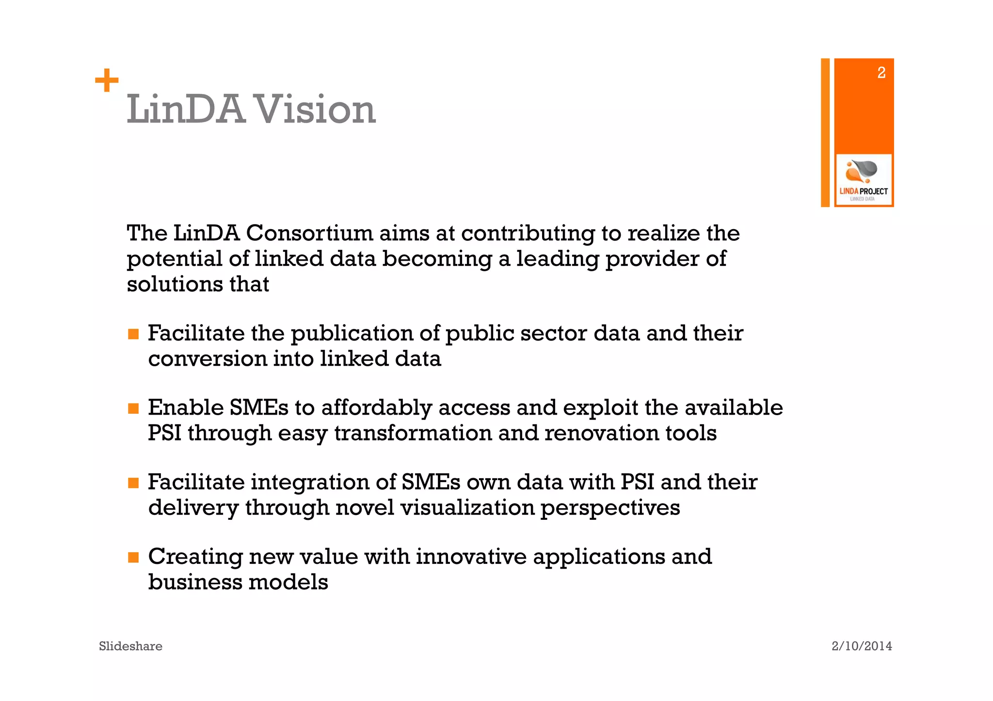 Linda (Linked Data Analytics) project general presentation | PPT