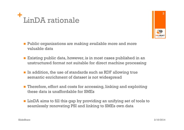 Linda (Linked Data Analytics) project general presentation | PPT