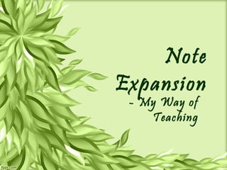 Note Expansion - Section C | PPT