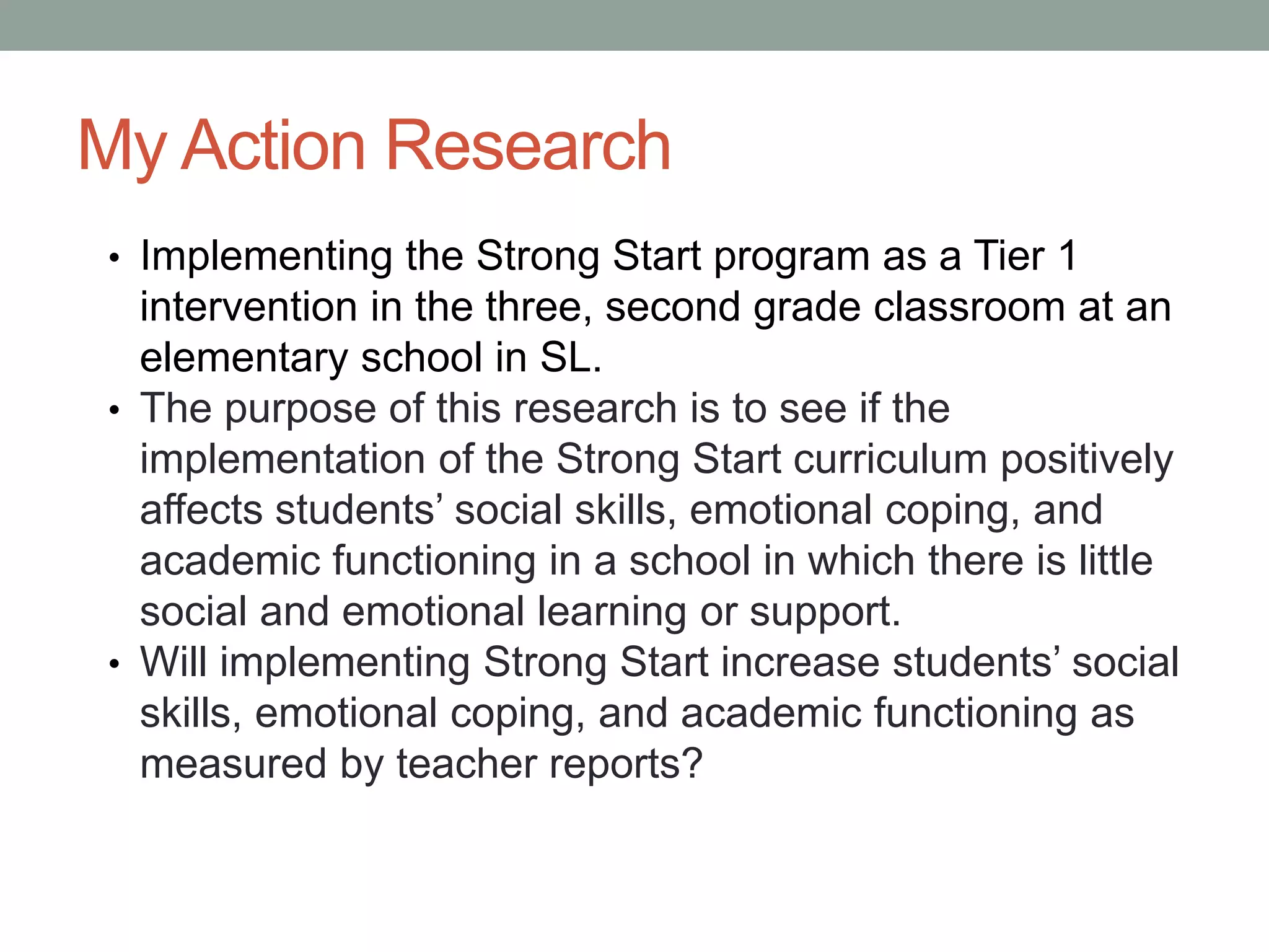 Promoting Social-Emotional Learning Using Strong Start | PPTX ...