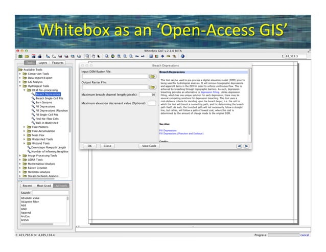 The Whitebox Geospatial-Analyisis Tools Project and Open-Access GIS | PPT