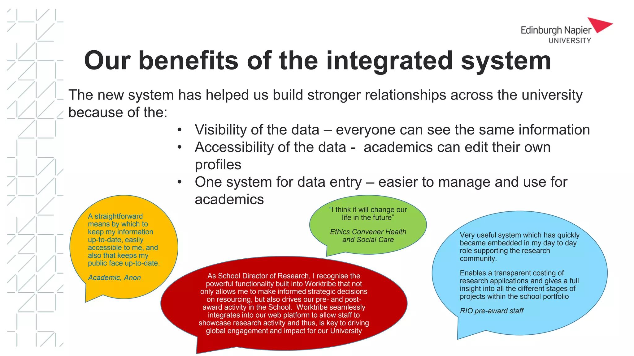 Integrated research management system at Edinburgh Napier University | PPTX