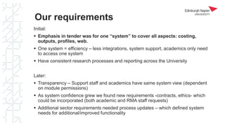 Integrated research management system at Edinburgh Napier University | PPT