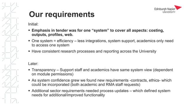 Integrated research management system at Edinburgh Napier University | PPT