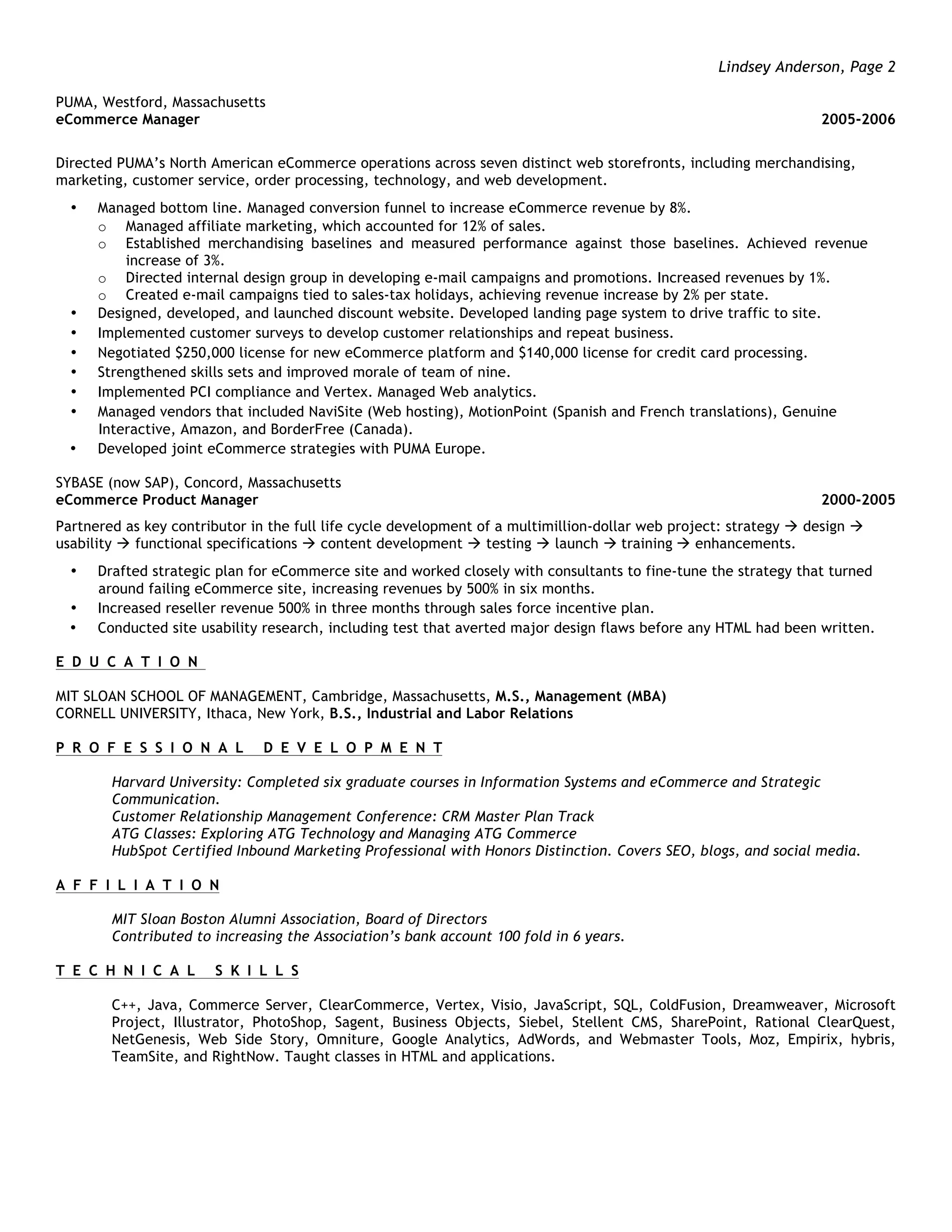 Lindsey a resume | PDF