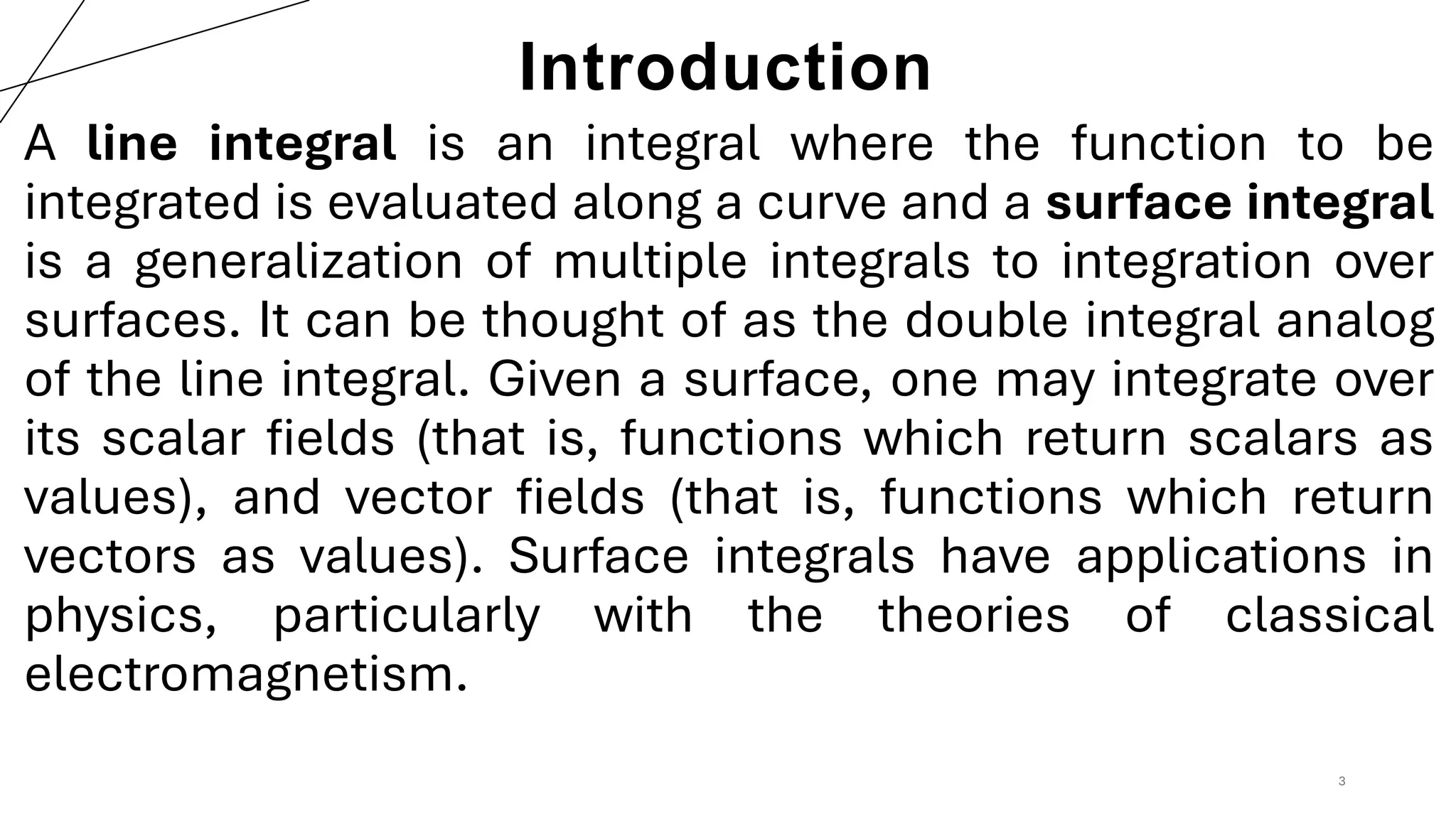 Line and Surface Integrals Report two key concepts in vector calculus | PDF