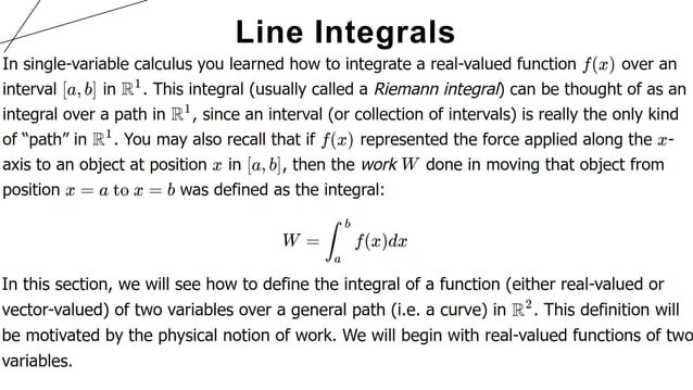 Line and Surface Integrals Report two key concepts in vector calculus | PPT