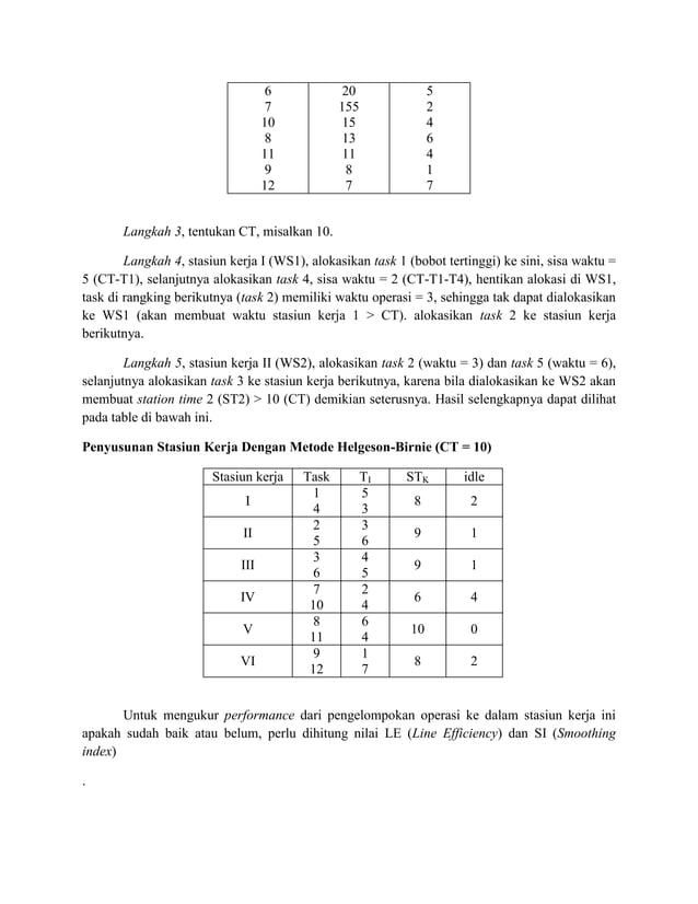 Line balancing | PDF