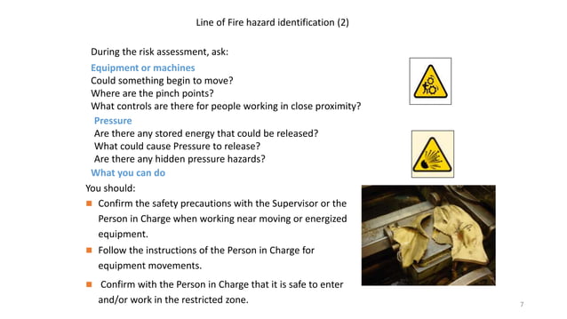 Line-of-Fire-Identify-Hazards-and-Assess-Risks .pptx | First Aid | Injuries