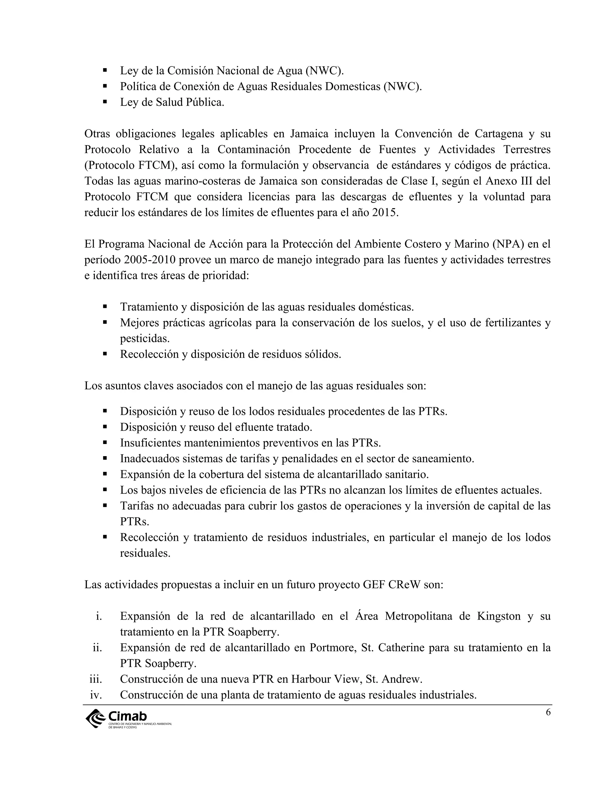 ANÁLISIS DE LINEA BASE SOBRE EL MANEJO DE LAS AGUAS RESIDUALES ...