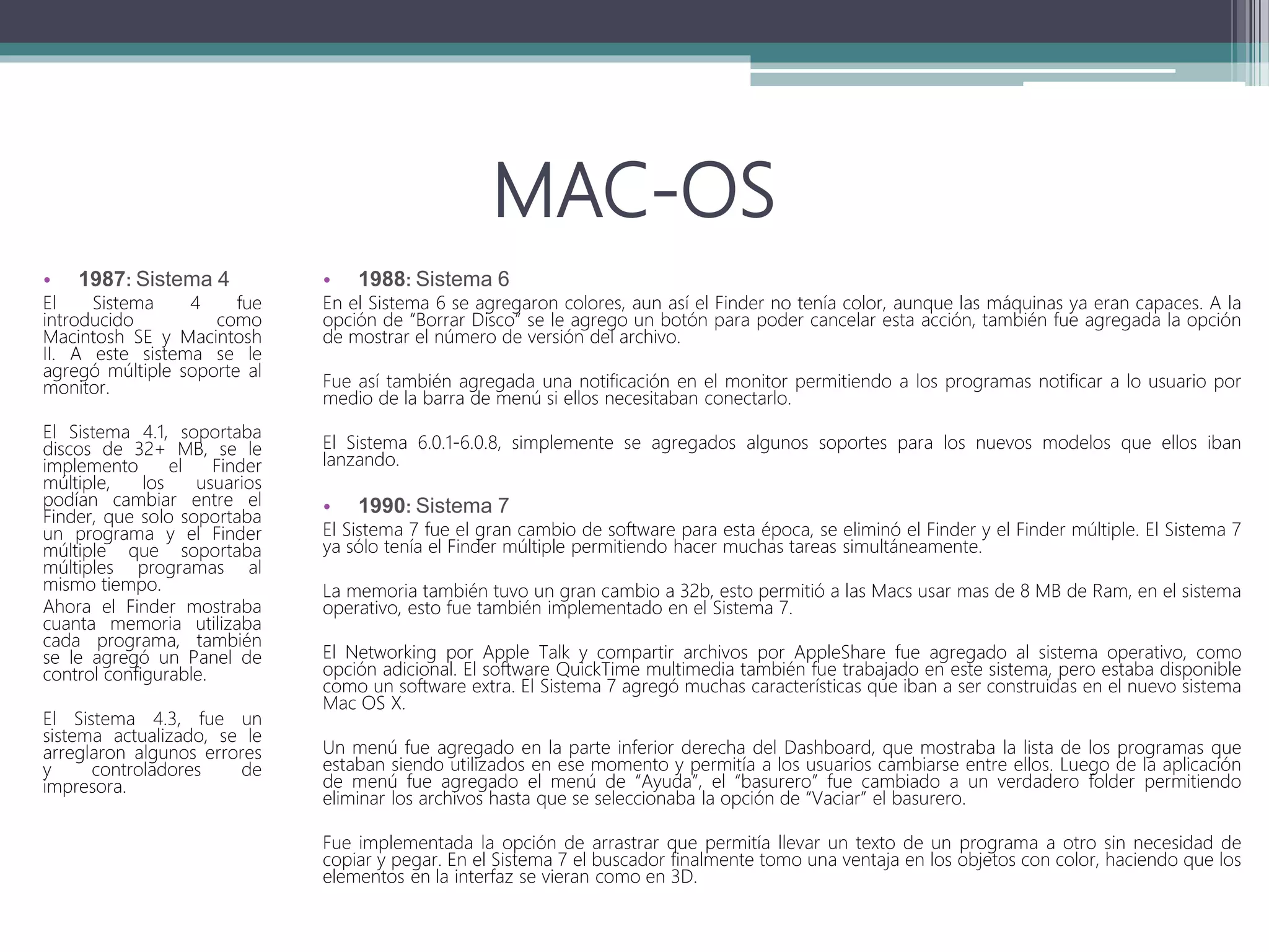 Linea del tiempo de Mac OS | PDF