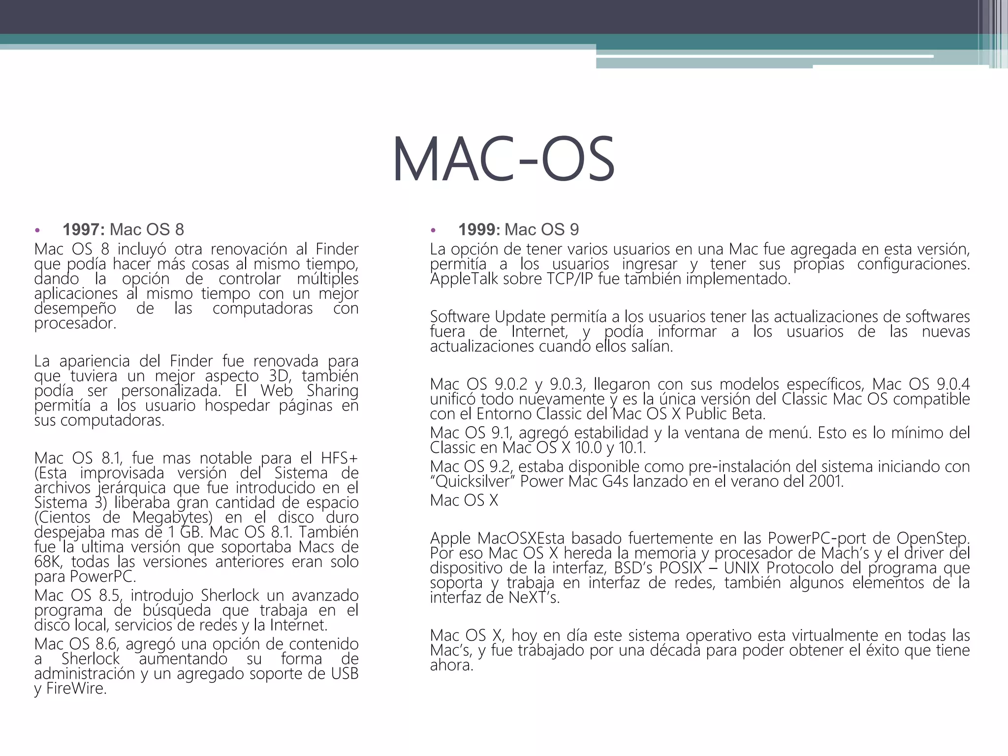 Linea del tiempo de Mac OS | PDF