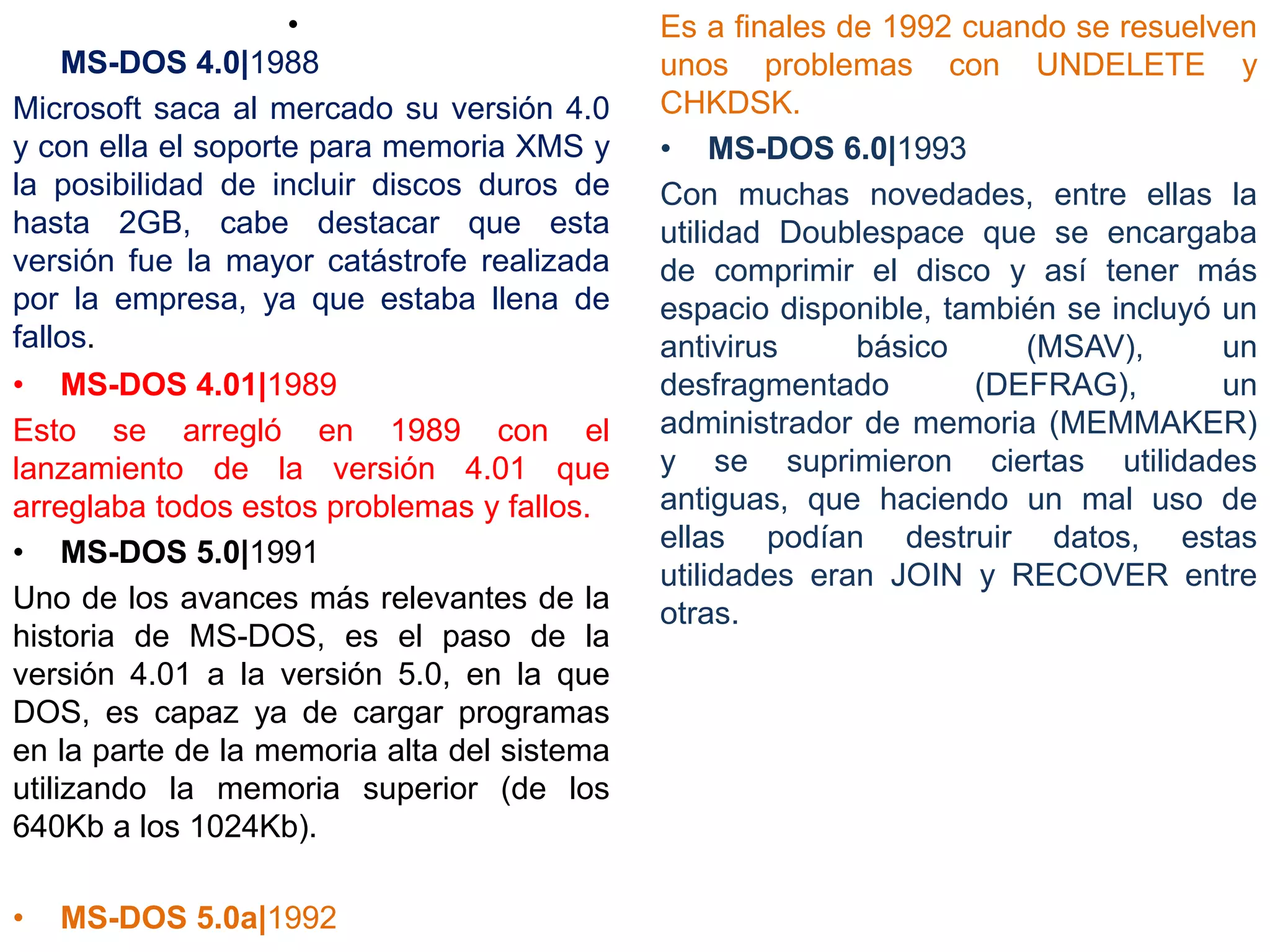 Linea del tiempo de ms dos | PPTX