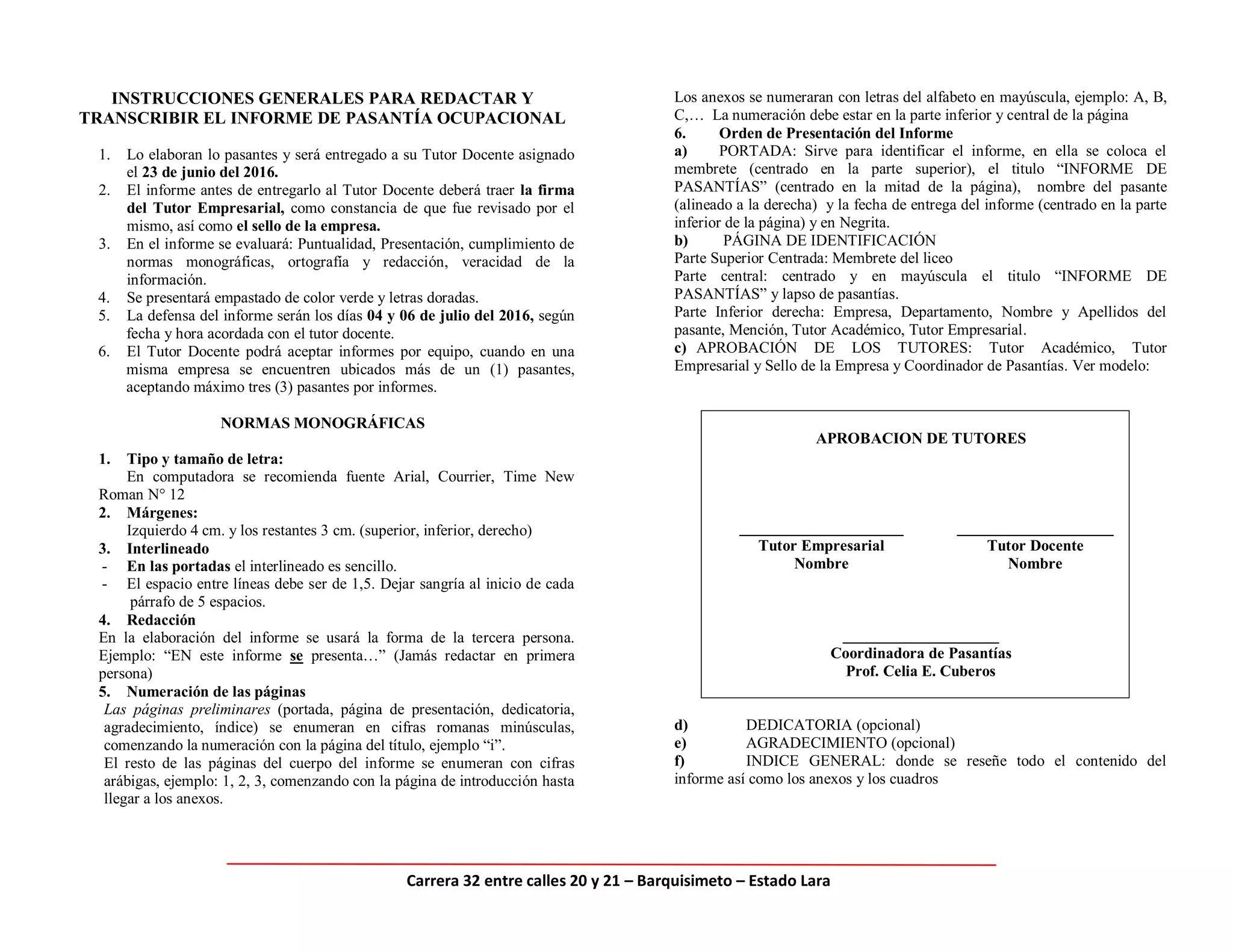 Lineamientos para informe | PDF