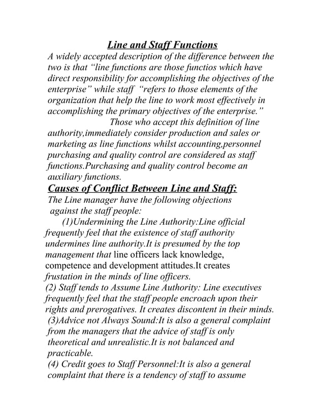 Line and staff functions | PDF