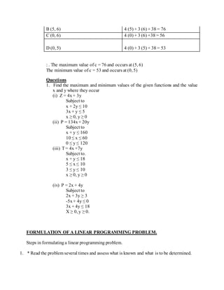LINEAR PROGRAMING | DOCX | Physics | Science