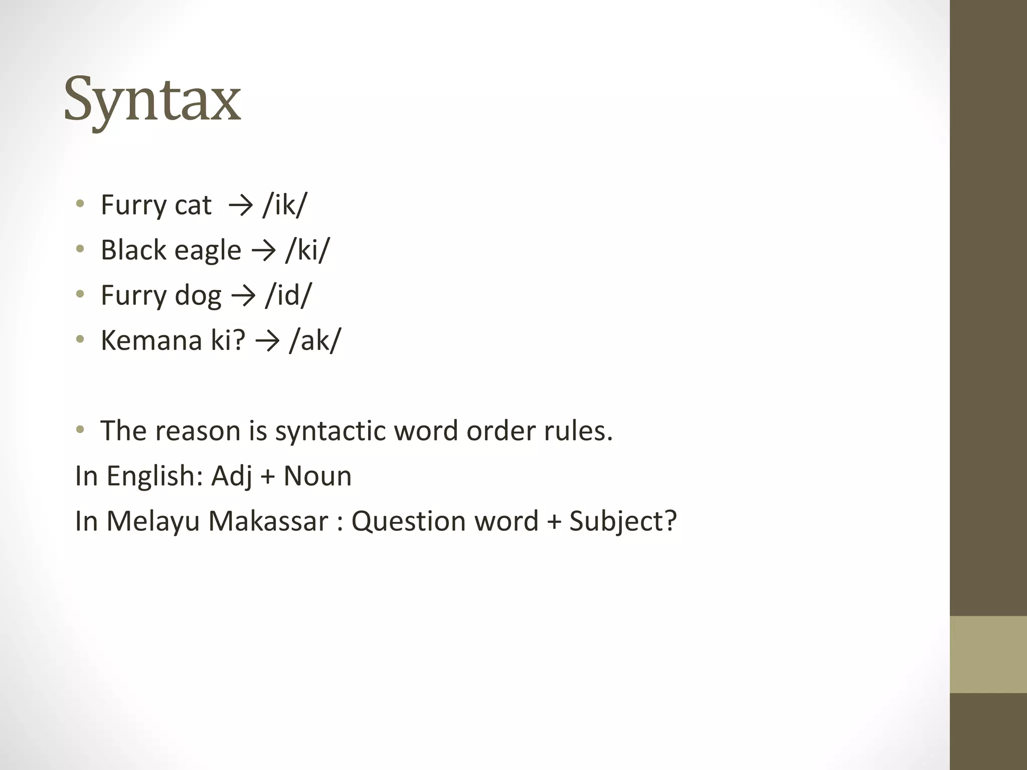 LINEAR ORDER in English Syntax | PPTX