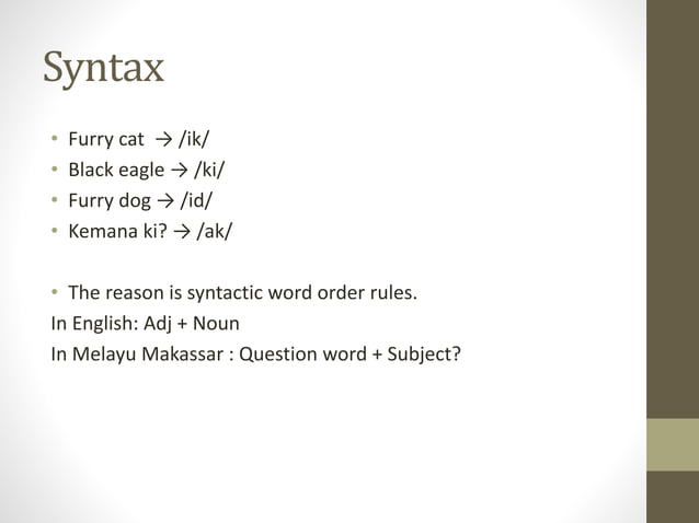 LINEAR ORDER in English Syntax | PPTX