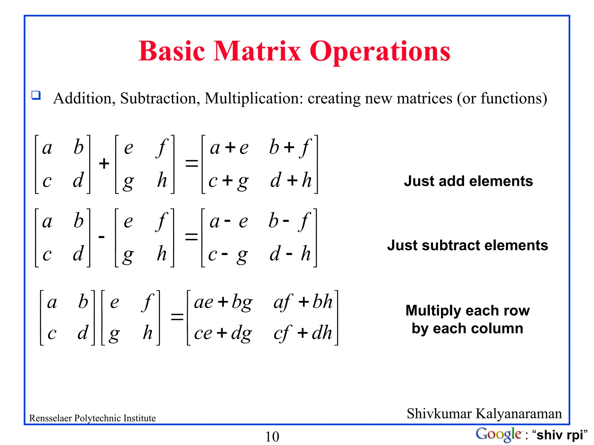 linear-algebra primer linear-algebra primer.ppt | Programming Languages | Computing