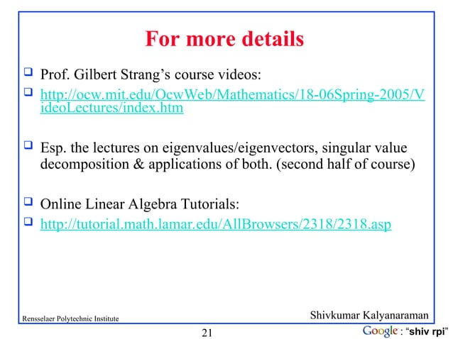 linear-algebra primer linear-algebra primer.ppt | Programming Languages | Computing