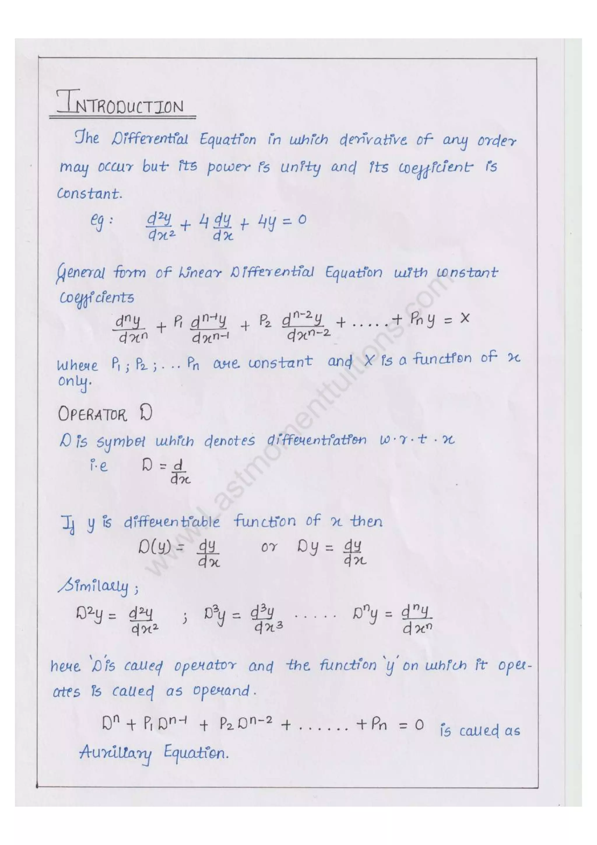 Linear differential-equation | PDF