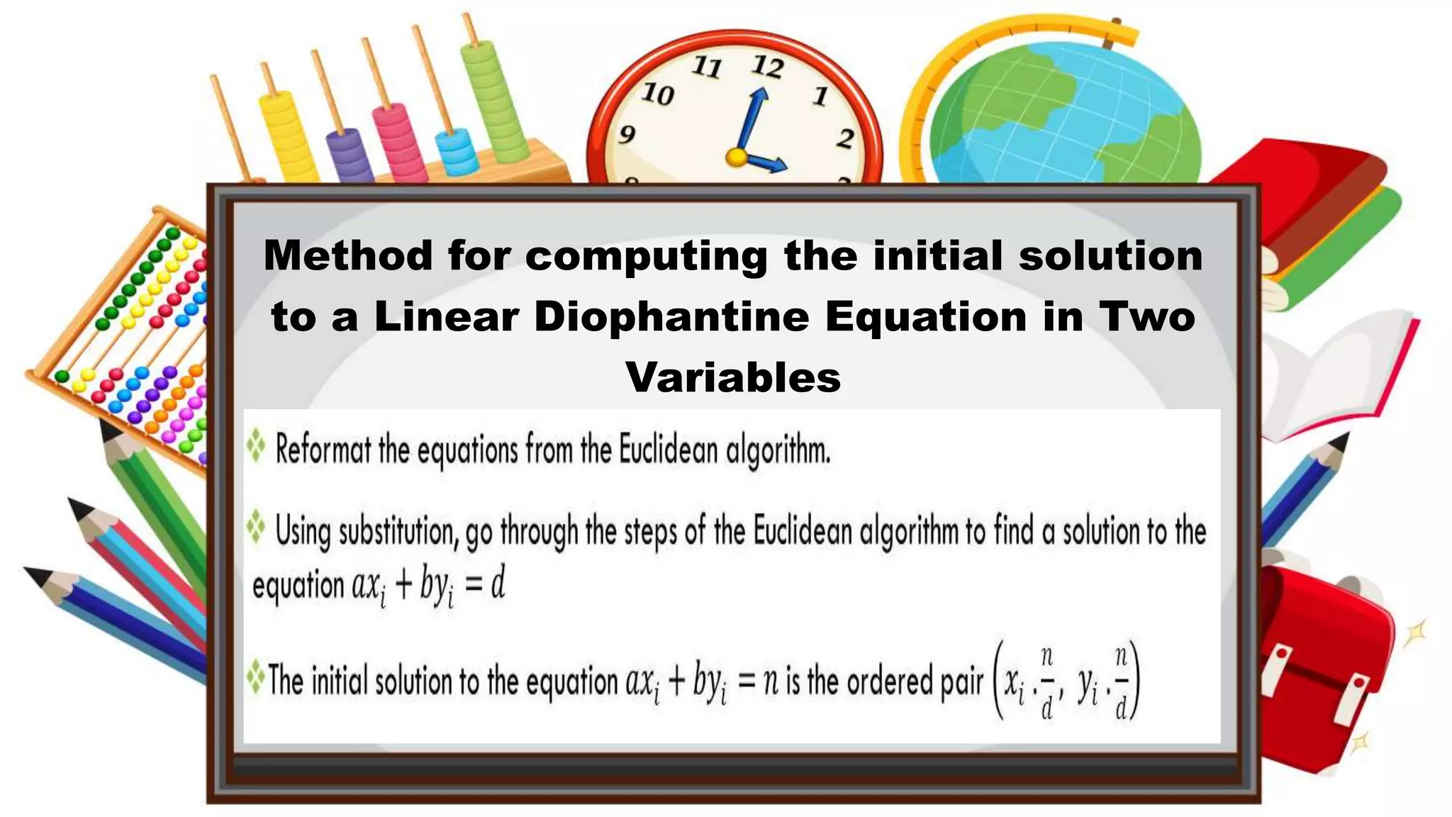 Linear Diophantine Equations Pptx Physics Science