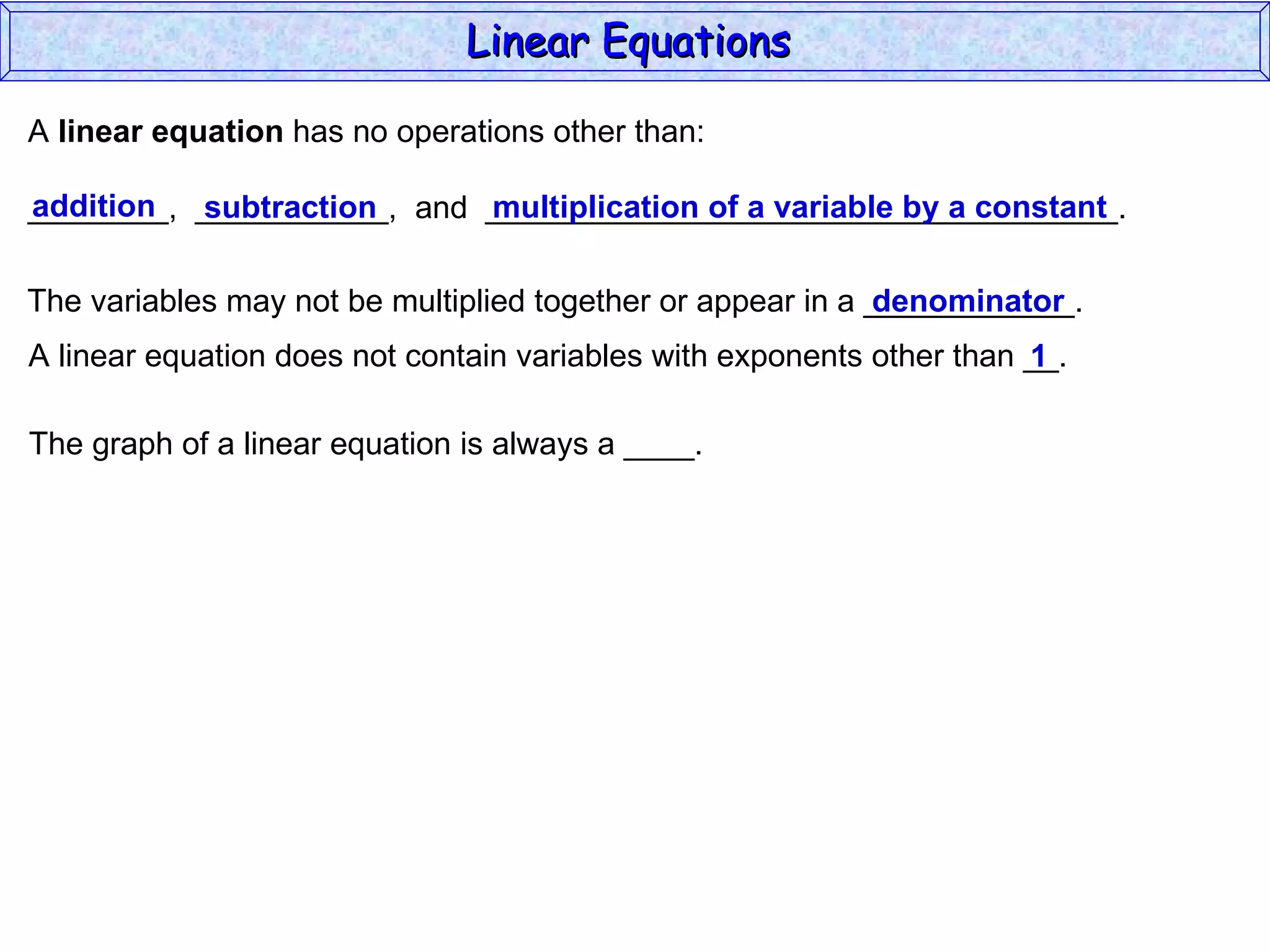 Linear Equations | PPT