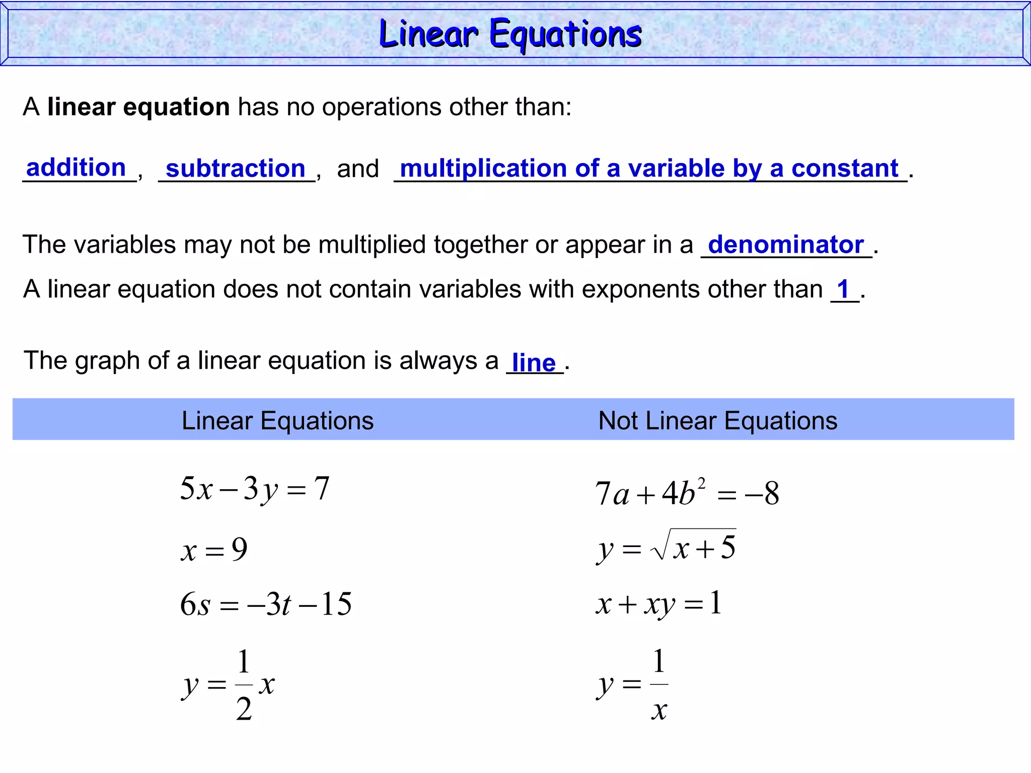 Linear Equations | PPT