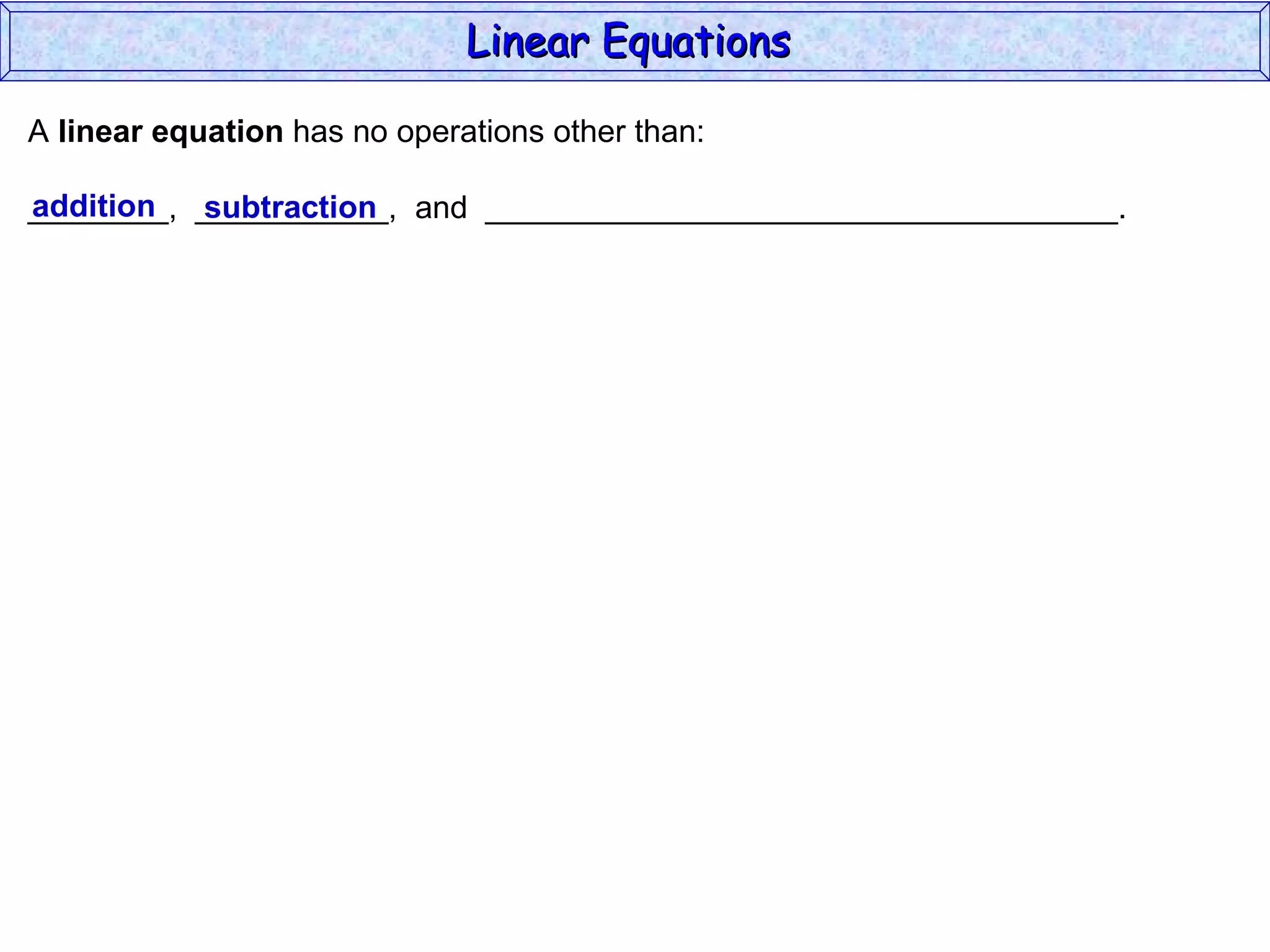 Linear Equations | PPT