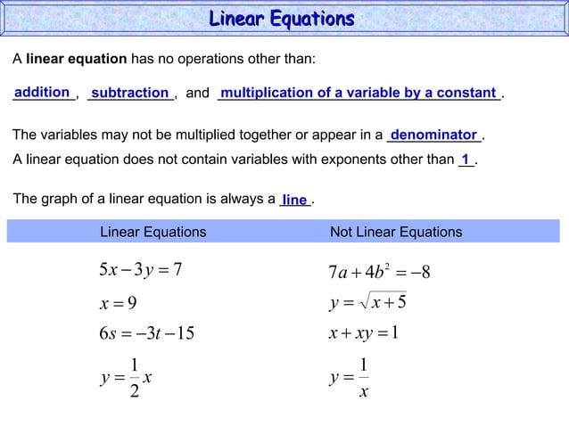 Linear Equations | PPT | Physics | Science