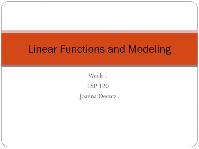 Linear functions and modeling | PPT