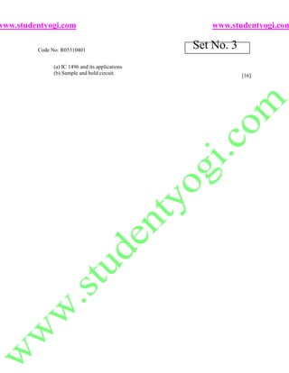 Linear Ic Applications Jntu Model Paper{Www.Studentyogi.Com} | PDF