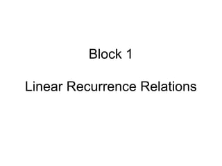 Linear recurrence relations | PPT