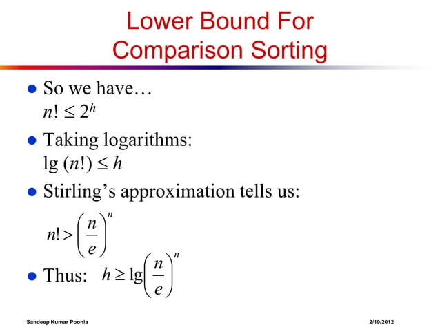 Linear Time Sorting Algorithms Ppt 