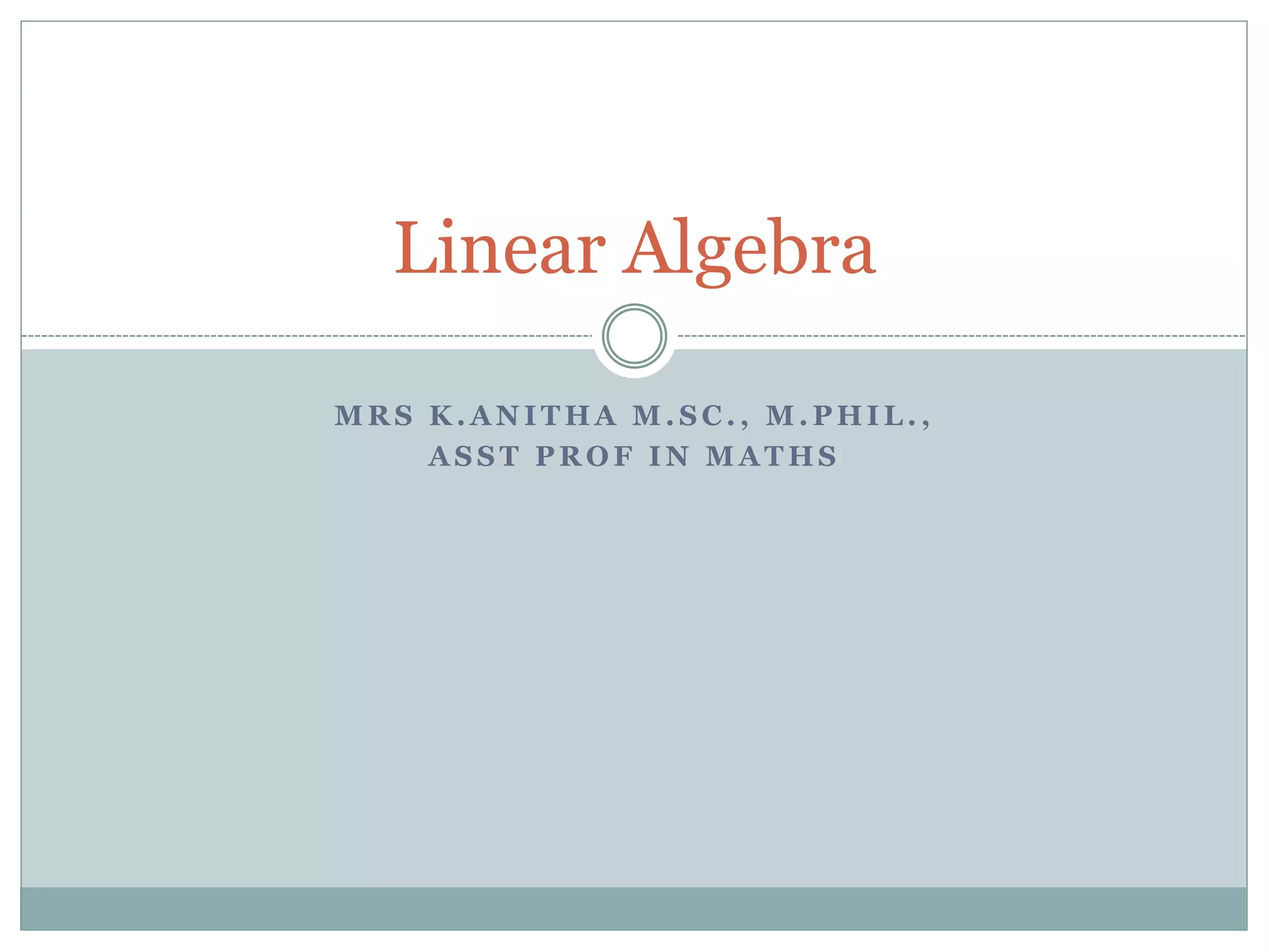 Linear algebra | PPT
