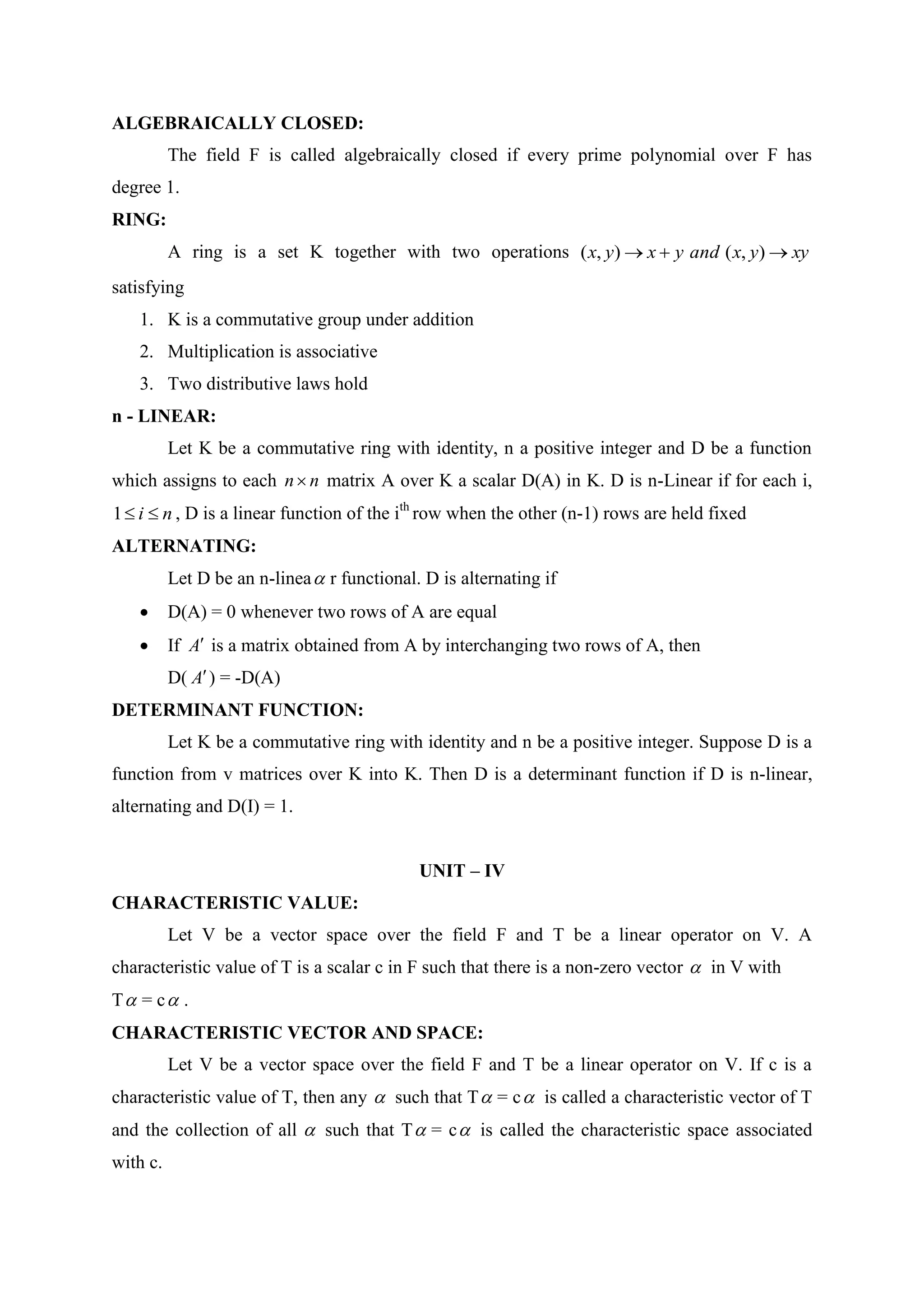 Linear algebra | PDF