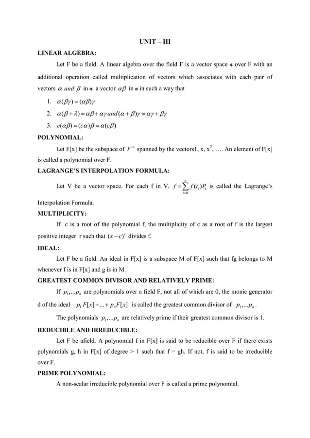 Linear algebra | PDF