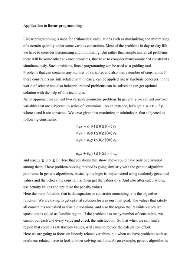 Linear algebra application in linear programming | PDF | Computing | Technology & Computing