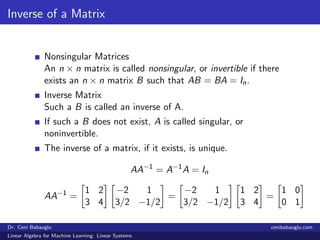 1. Linear Algebra for Machine Learning: Linear Systems | PDF