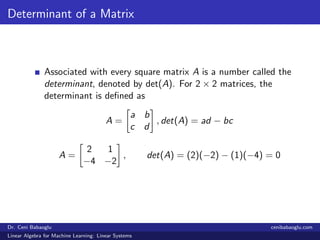 1. Linear Algebra for Machine Learning: Linear Systems | PDF