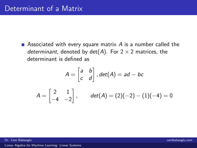 1. Linear Algebra for Machine Learning: Linear Systems | PDF